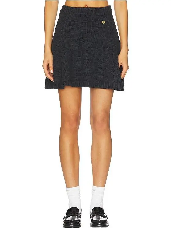 GANNI Chunky Wool Mix Mini Skirt - Phantom