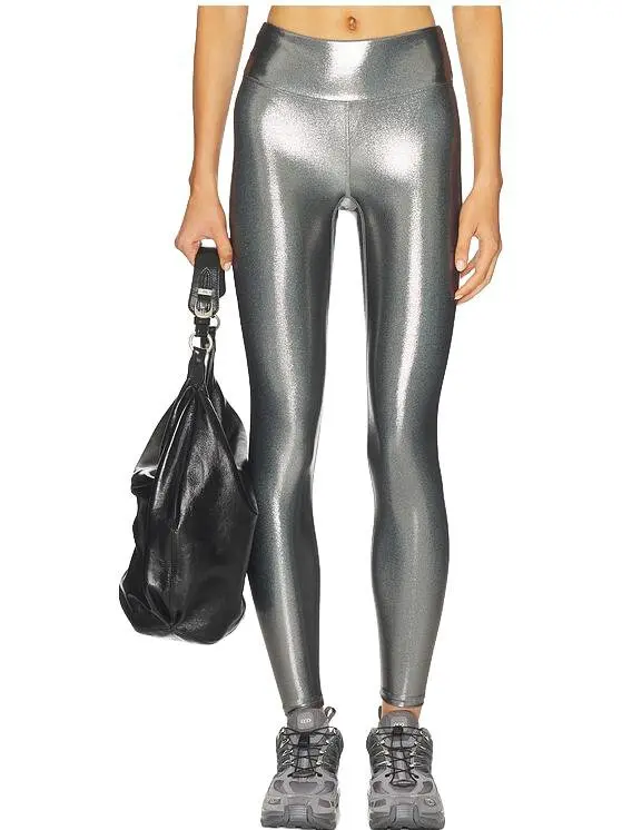 Heroine Sport Marvel Legging In Metallic Silver, Grey - Chrome