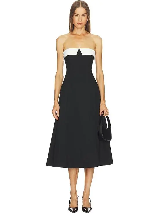 LOBA Natalie Midi Dress - Black & Ivory