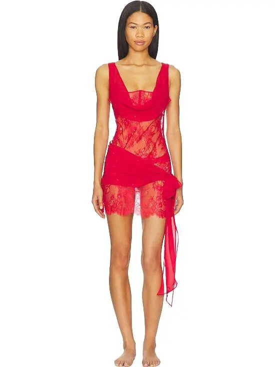 For Love & Lemons Sonja Slip Dress - Red