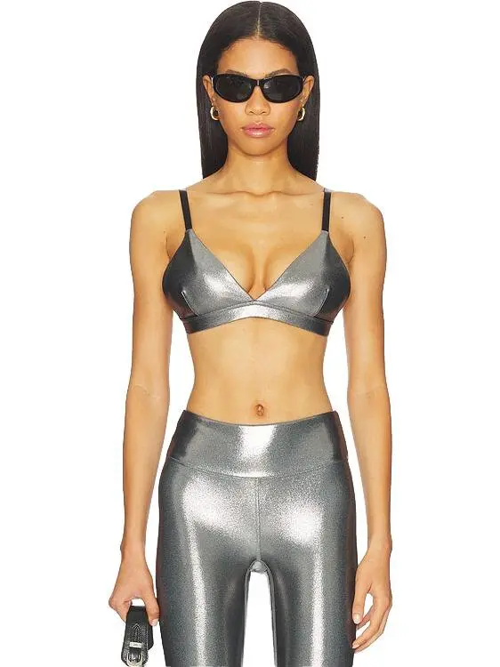 Heroine Sport Luna Sports Bra In Metallic Silver - Chrome