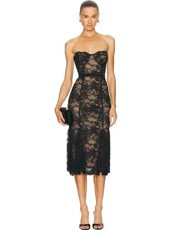 LOBA Lucienne Lace Midi Dress - Black