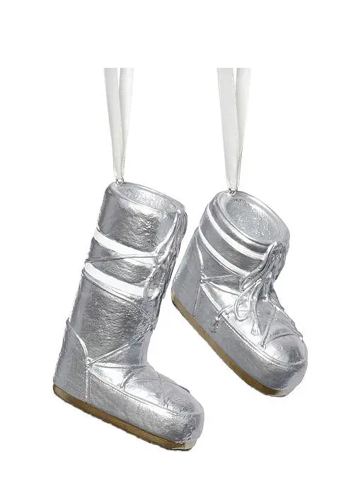 THE FAVORITES Metallic Apres Ski Boot Ornaments Set Of 2 - Silver