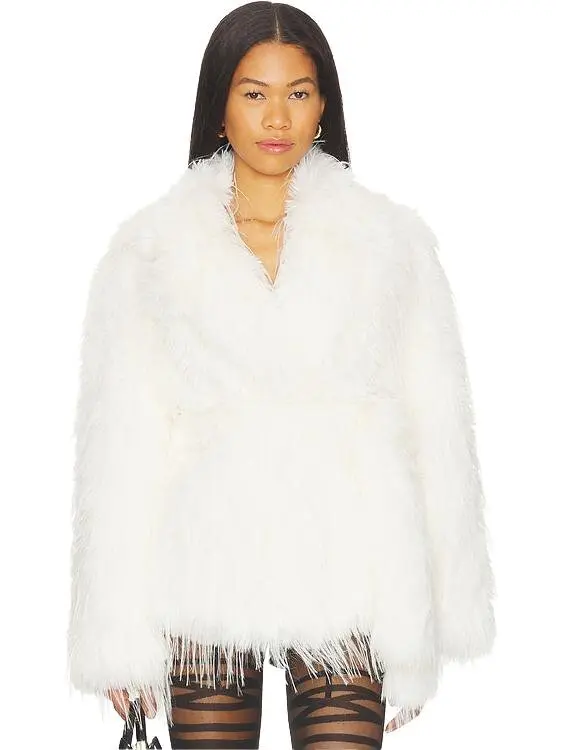 LAMARQUE Isla Faux Fur Coat - Ivory