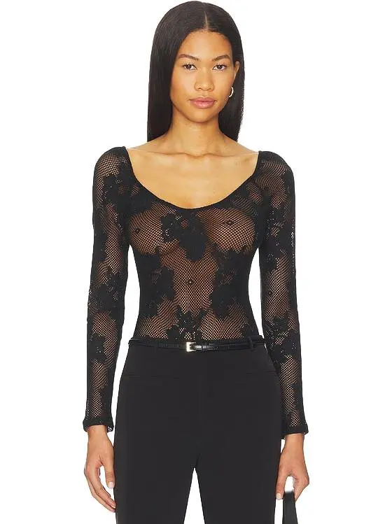L'Agence Gwendolyn Long Sleeve Bodysuit - Black
