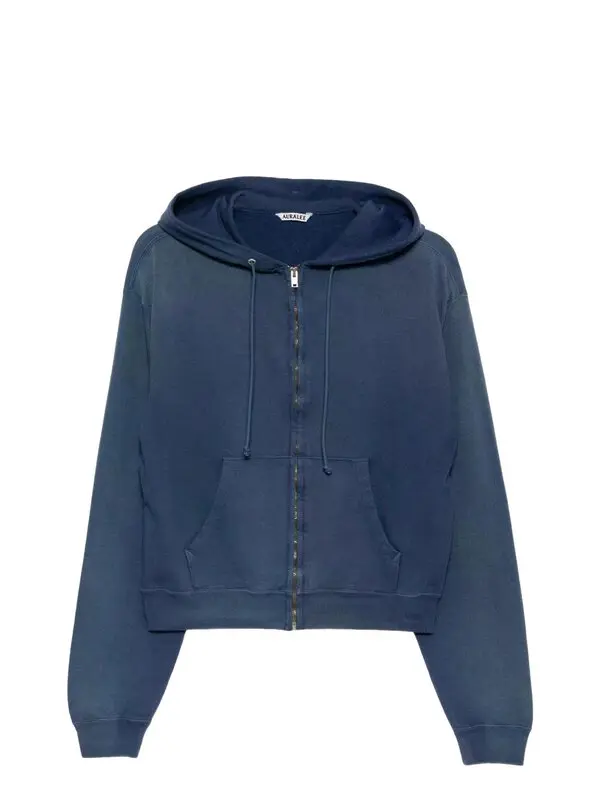 Auralee Pima-cotton Dyed Zip Hoodie - Blue