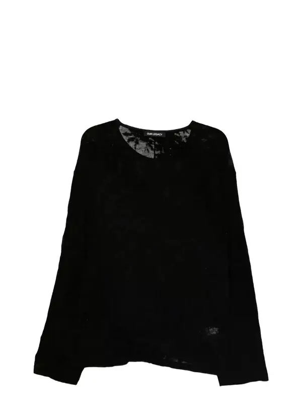 Our Legacy Floral-jacquard U-neck Top - Black