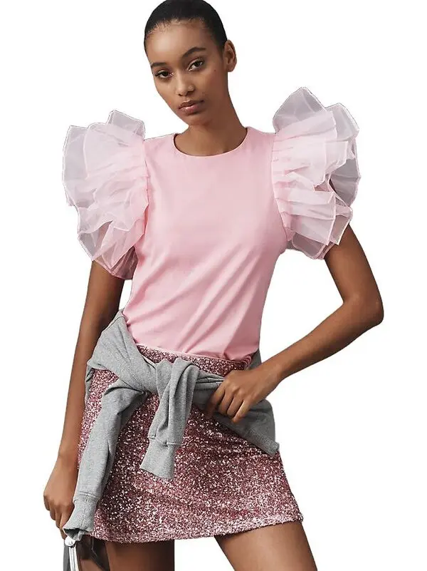 Endless Rose Oversized Ruffle Top - Pink