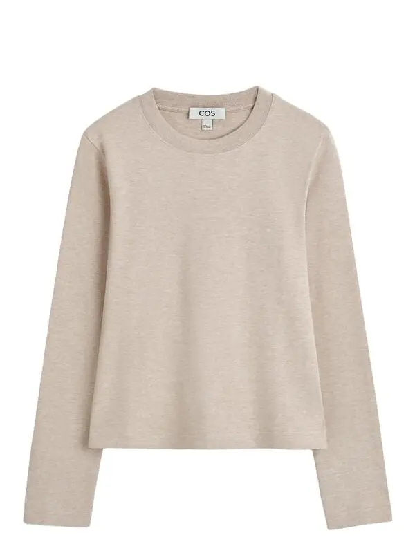 Cos Clean Cut Long-sleeved T-shirt - Beige
