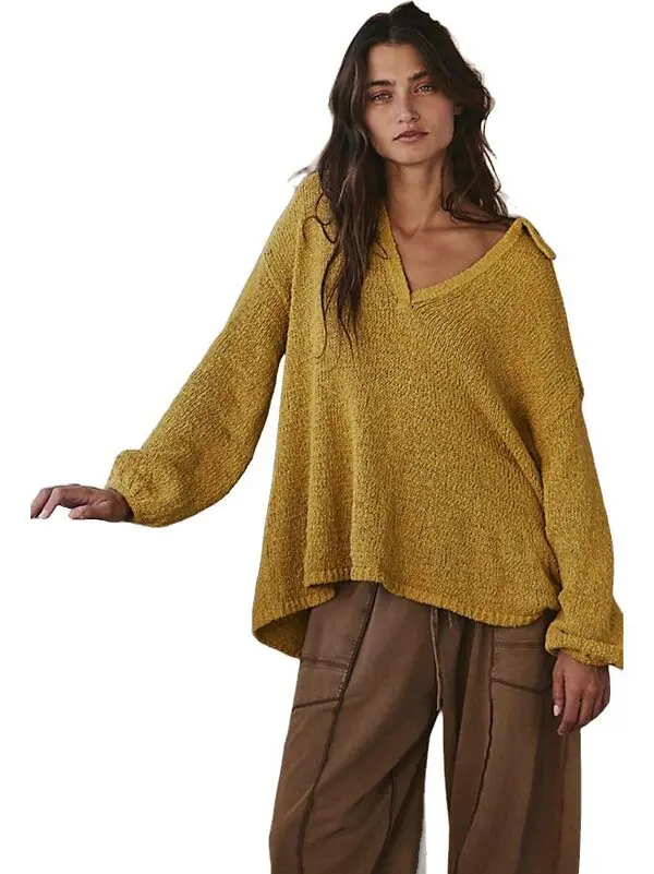 Free People Ren Sweater Pullover - Golden Palm