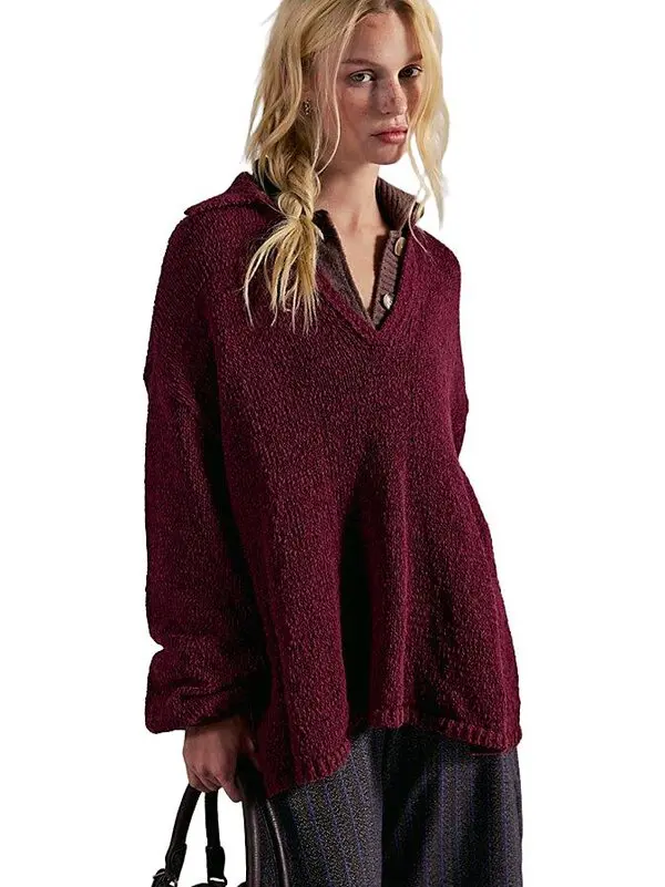 Free People Ren Sweater Pullover - Holiday Zinfandel