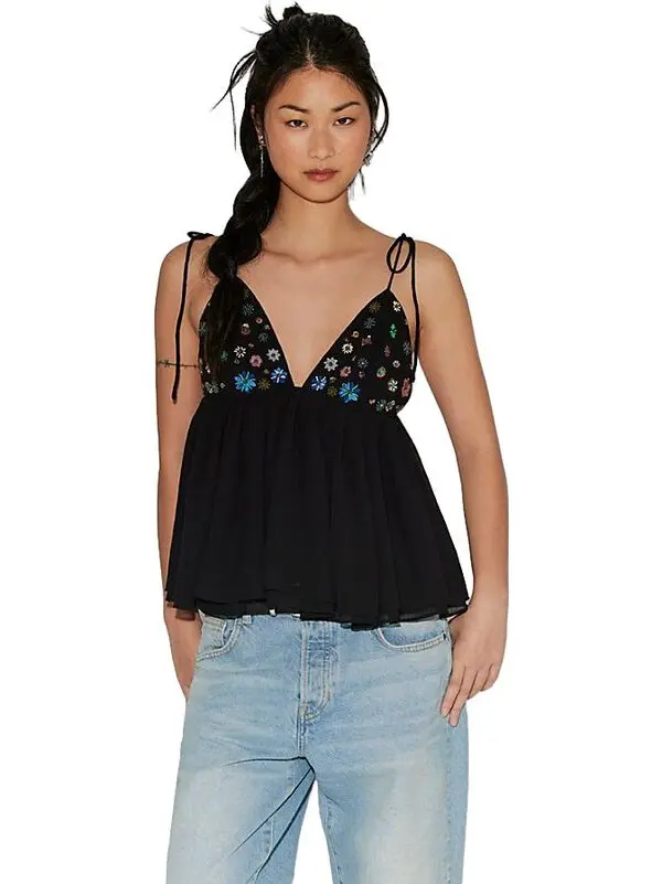 Free People Embellished Tank - Black Combo