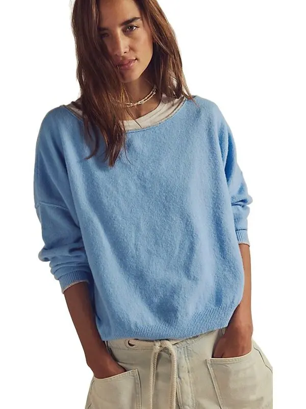 Free People See Me Softspun Pullover - Baby Blue Eyes Combo