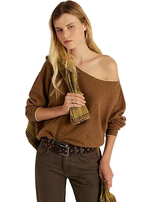 Free People See Me Softspun Pullover - Cafe Au Lait