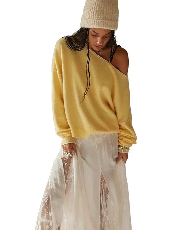 Free People See Me Softspun Pullover - Golden Haze Combo