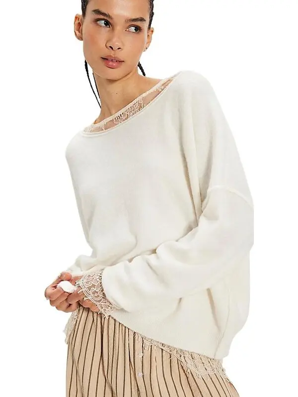 Free People See Me Softspun Pullover - Ivory Combo