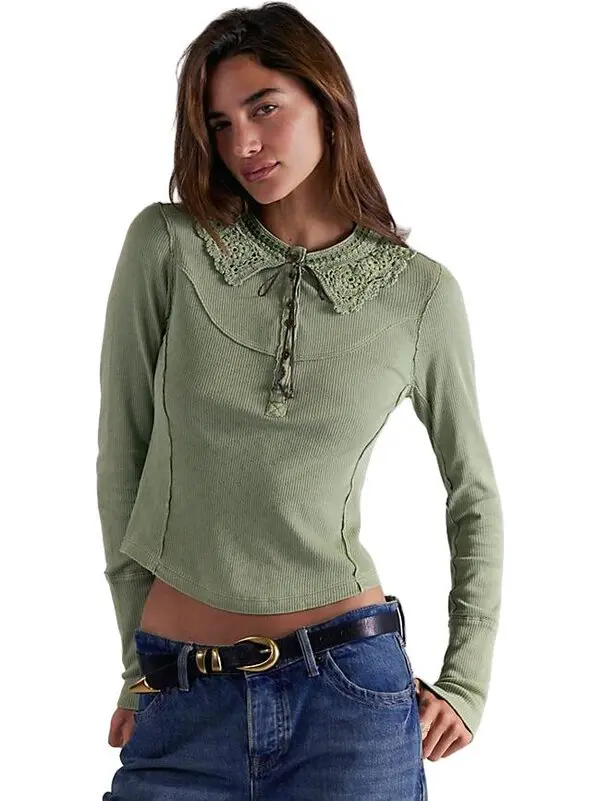 Free People We The Free Sweet Whisper Henley - Soft Moss