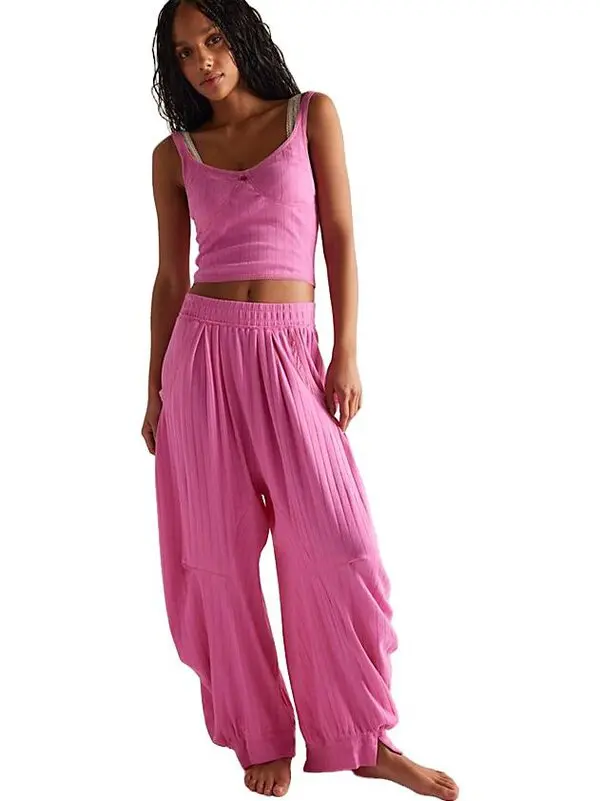 Free People End Game Pointelle Lounge Pants - Neon Rose