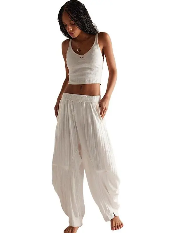 Free People End Game Pointelle Lounge Pants - Sugar Swizzle