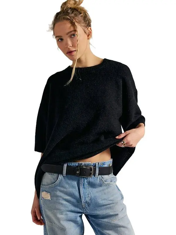 Free People Margot Softspun Sweater Tee - Black
