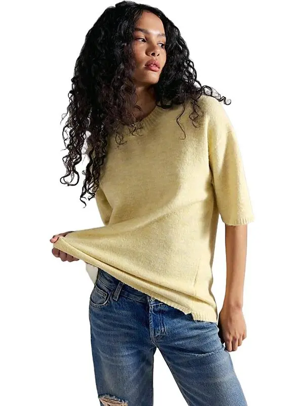 Free People Margot Softspun Sweater Tee - Butter Yellow Melange