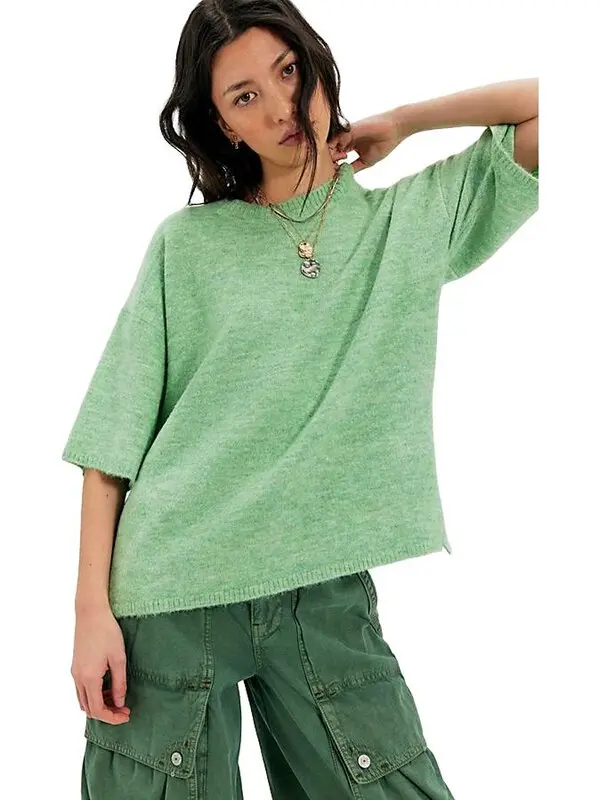 Free People Margot Softspun Sweater Tee - Green Gleam