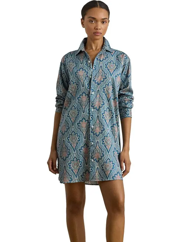 Ralph Lauren Paisley Cotton-blend Sateen Sleep Shirt - Multi Paisley