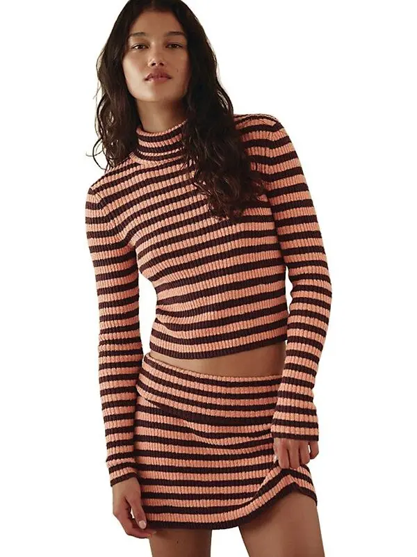 Free People Striped Sweater Set - Apricot Fig Combo