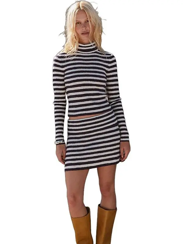 Free People Striped Sweater Set - White Navy Combo