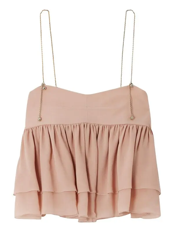 Chloé Embellished Organic Silk-mousseline Camisole - Pink