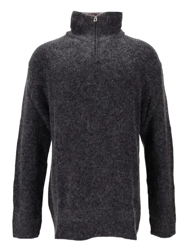 Paul Smith Sweater Zip Neck - Black Melange