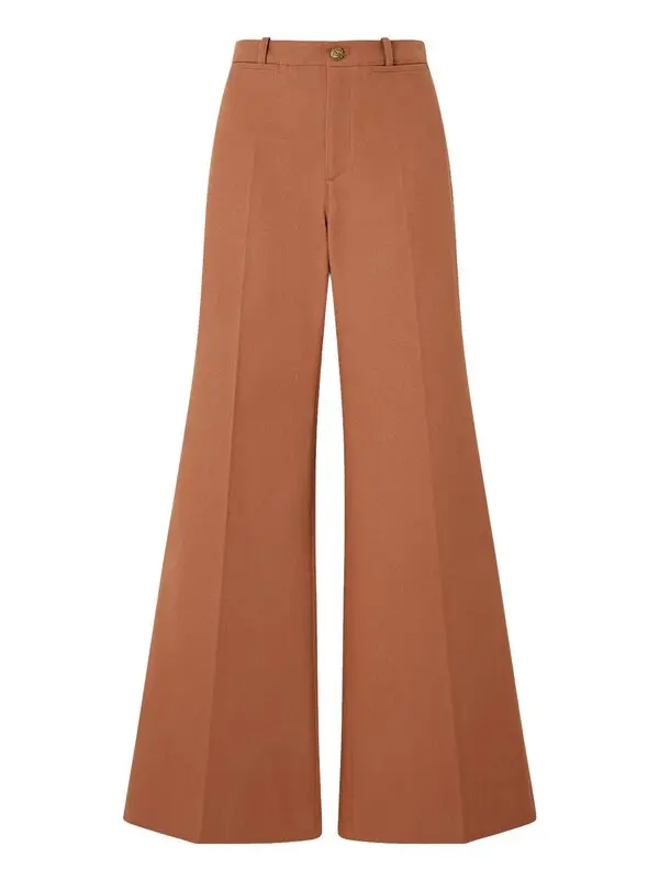 Chloé Organic Cotton Wide-leg Pants - Brown