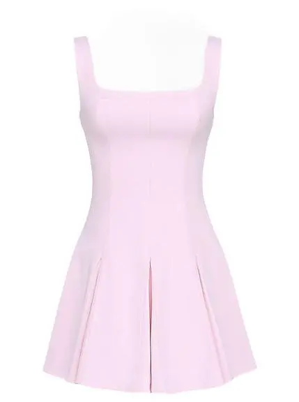 House Of Cb Square-neck Mini Dress - Ballerina Pink