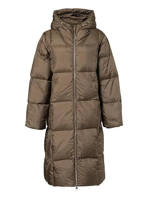 Varley Katya Long Down Puffer Jacket - Dark Olive Metallic