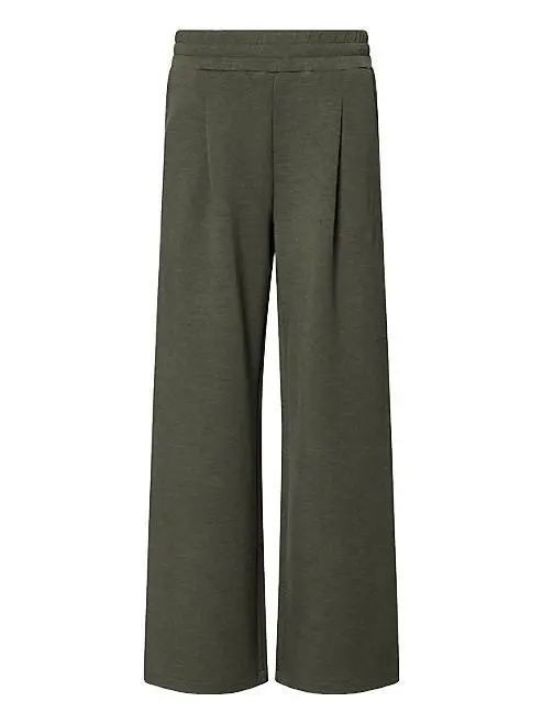 Varley Extra Wide-leg Jersey Trousers 29.5 - Olive Marl