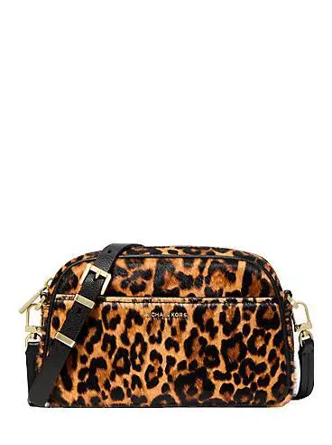 Michael Kors Small Leopard Calf Hair Camera Crossbody Bag - Yellow