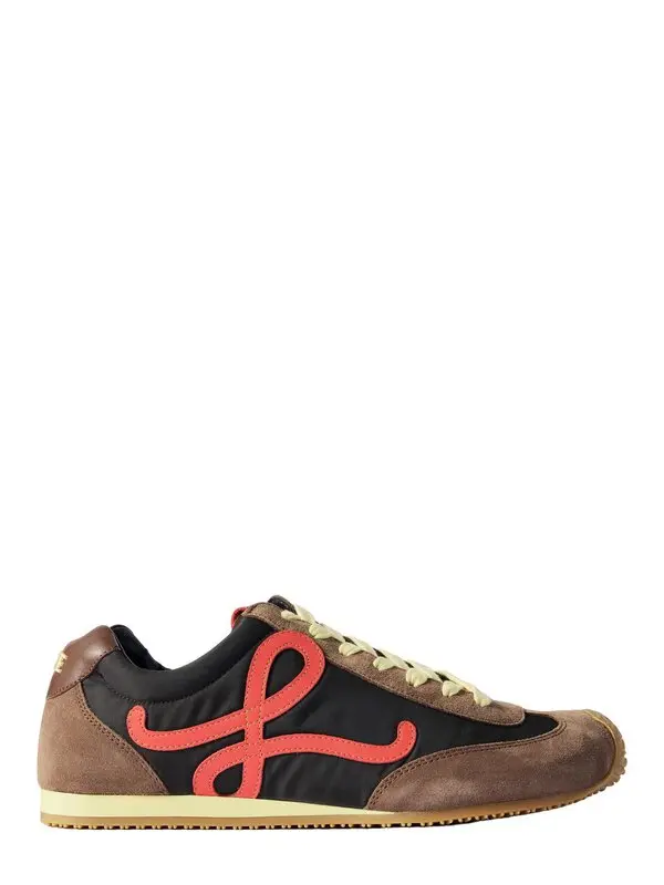 Loewe Ballet Runner 2.0 Leather, Canvas And Suede Sneakers - Brown