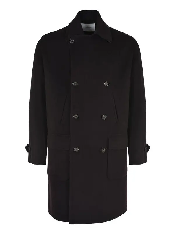 PAOLO PECORA Wool Double-breasted Coat - Brown