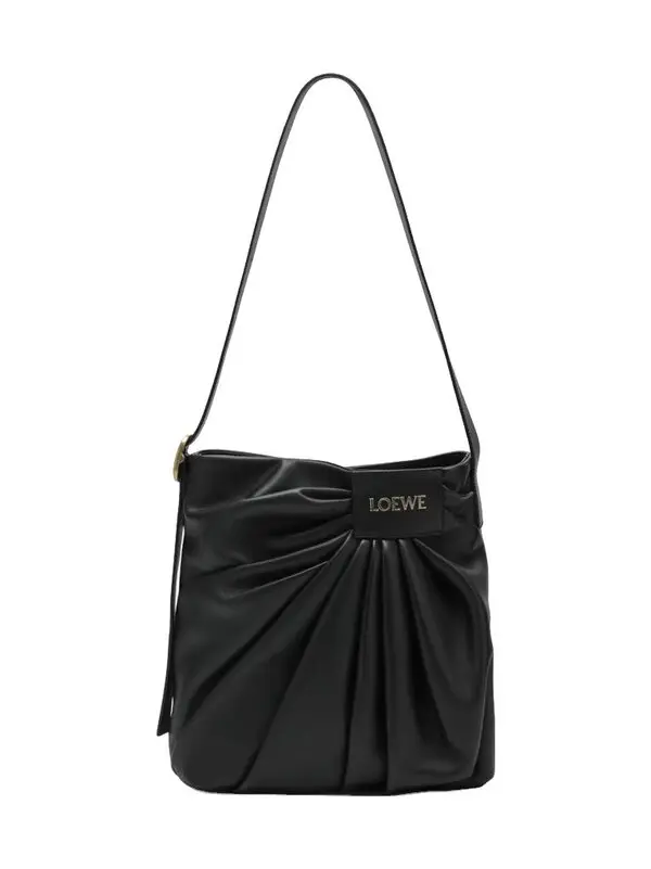 Loewe Draped Leather Tote Bag - Black
