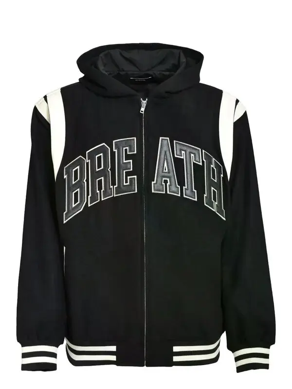 BREATH Logo-patch Bomber Jacket - Black