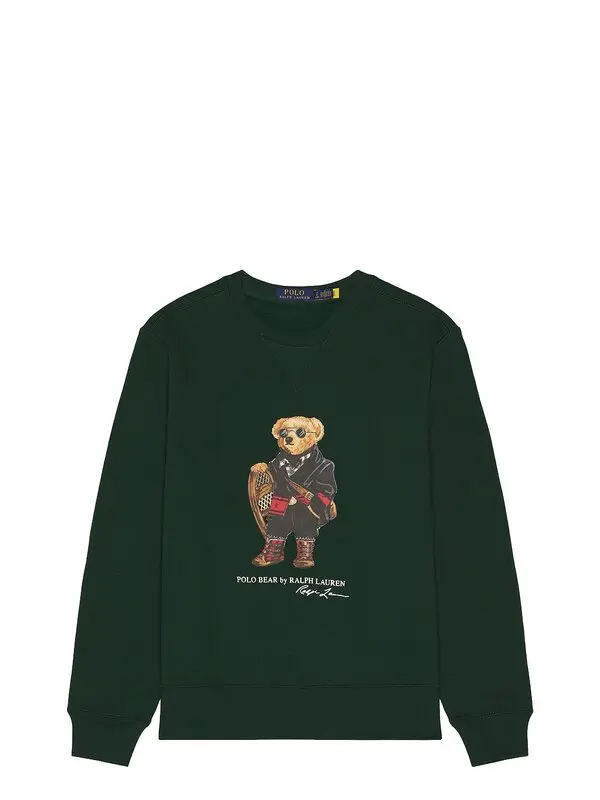 Ralph Lauren Novelty Holiday Bear Crewneck Sweatshirt - Moss Agate