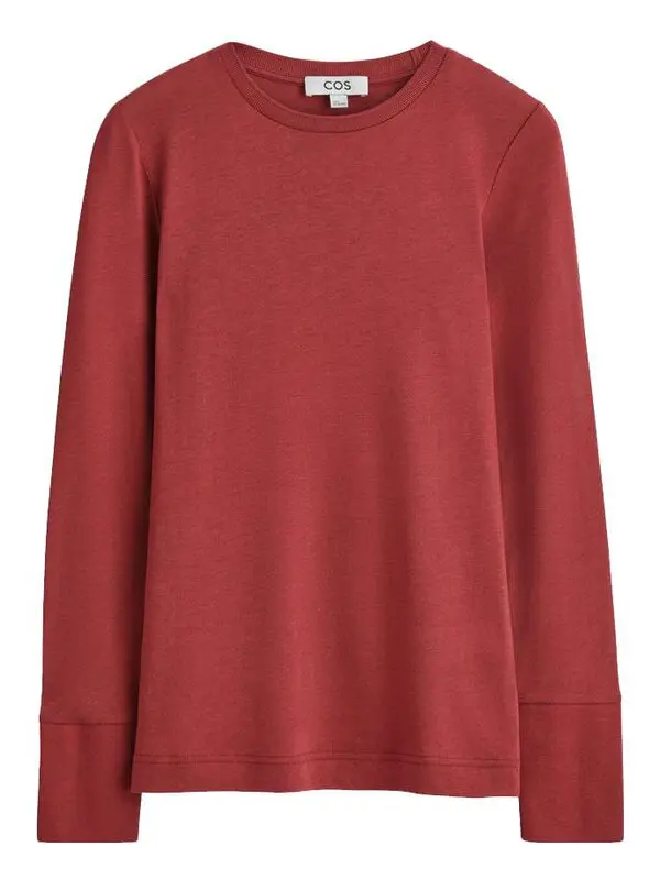 Cos Cotton Jersey Long-sleeved Top - Red