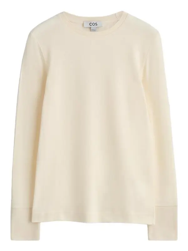 Cos Cotton Jersey Long-sleeved Top - White