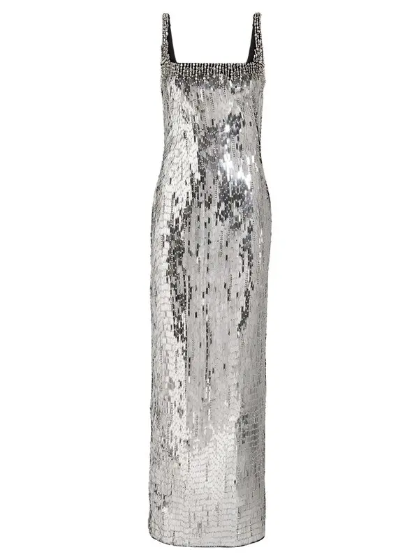 Safiyaa Embellished Crepe Gown - Silver