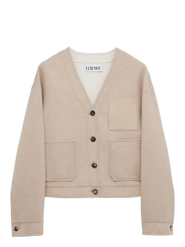 Loewe Wool-cashmere Anagram Cardigan - Beige