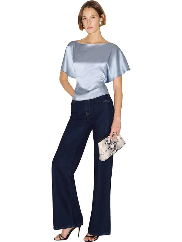 REFORMATION Avery Silk Top - Blue