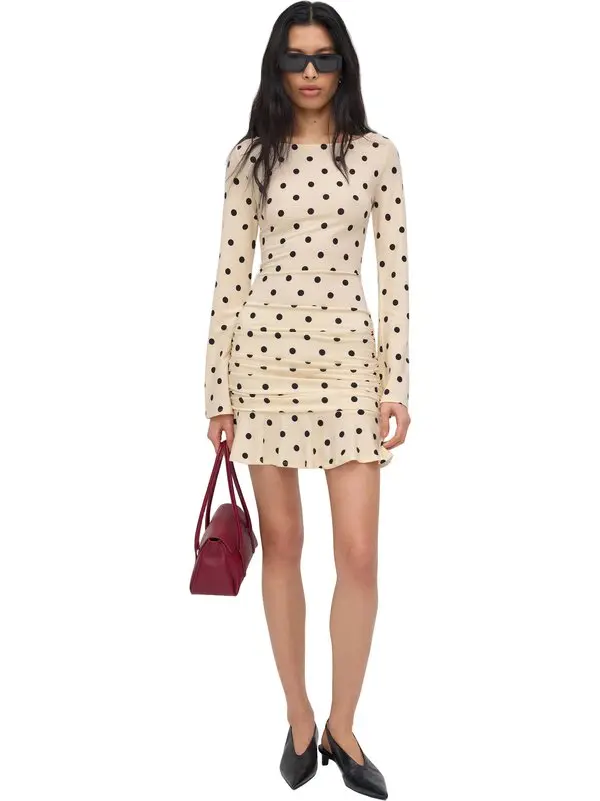 REFORMATION Brielle Knit Mini Dress With Boatneck And Ruching - Ivory