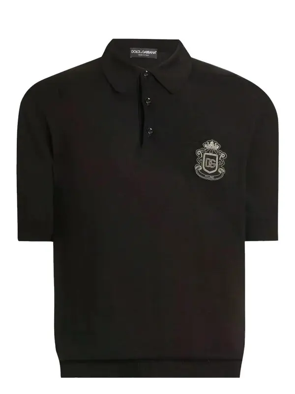 Dolce & Gabbana Logo-appliqué Polo Shirt - Black