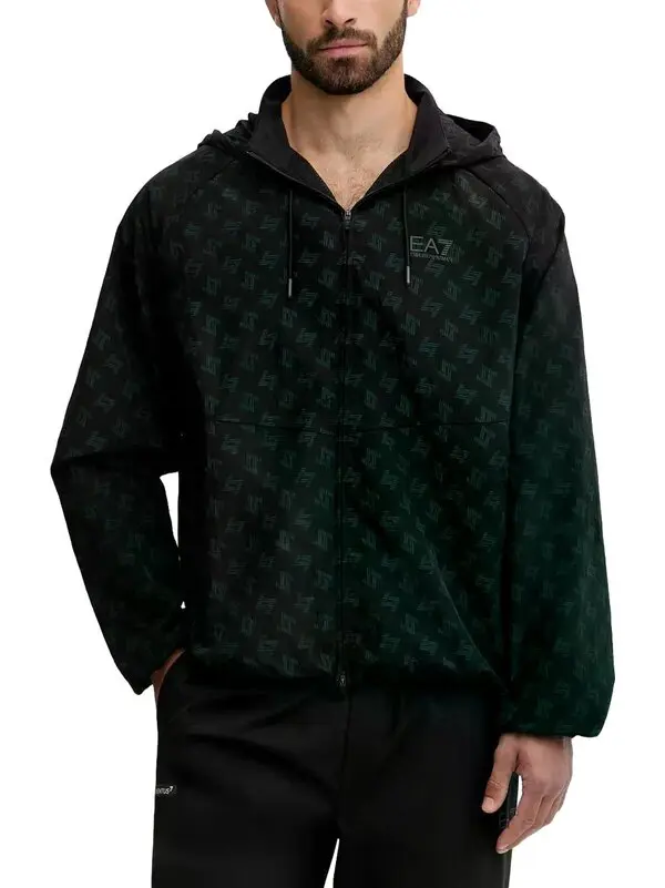 Emporio Armani Patterned Hooded Jacket - Black