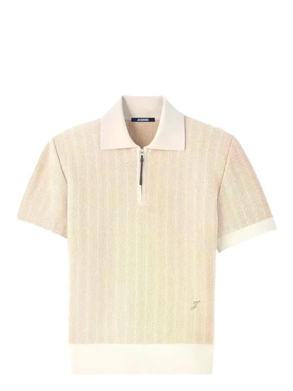Jacquemus Gio Herringbone Polo Shirt - Neutrals